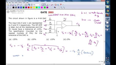 Gate 2003 Ece Tolerance Of 4 Bit Weighted Resistor Analog To Digital