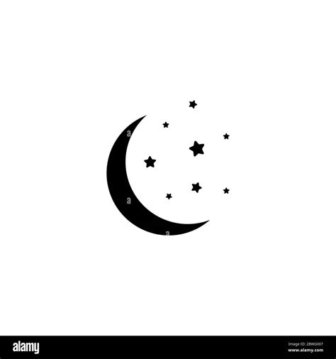 Media Luna Negra Y Estrellas Aisladas Sobre Blanco Noche Cielo Sueño