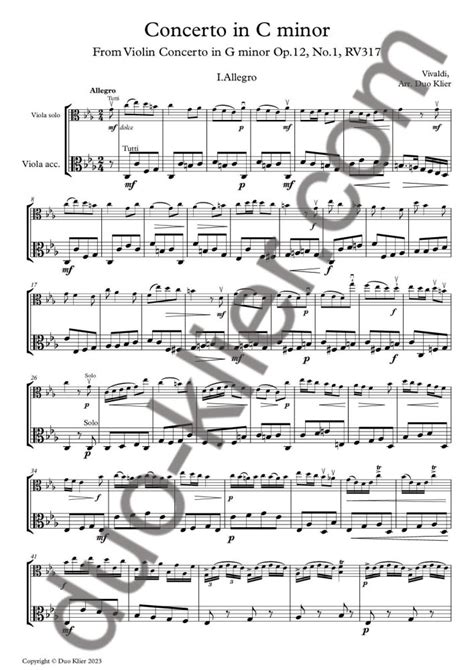 Viola Concerto In C Minor By Vivaldi Duo Klier