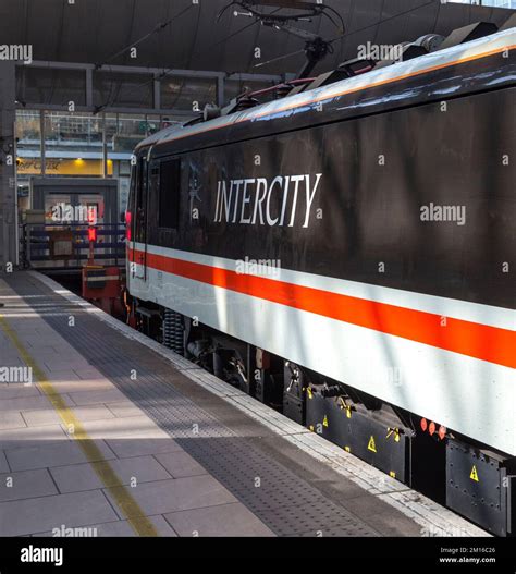 Intercity Livery Class 90 Electric Locomotive 90002 Hauling An