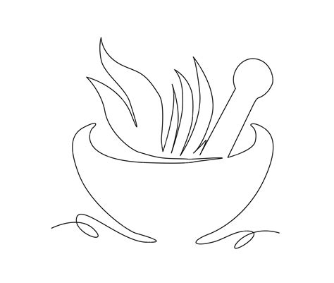 Desenho Contínuo De Uma Linha De Argamassa Com Ervas Ilustração Simples