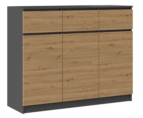 KOMODA SZUFLADY 3D3S 120 ANTRACYT DĄB ARTISAN 3D3S ANT ART KPL Cena