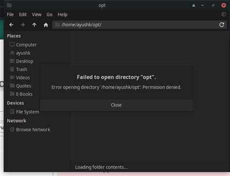 Permisson Denied In Opening Folders Third Party Applications