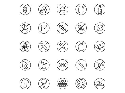 Food Allergy Icons Pack Icons Ft Gluten Free And Food Envato