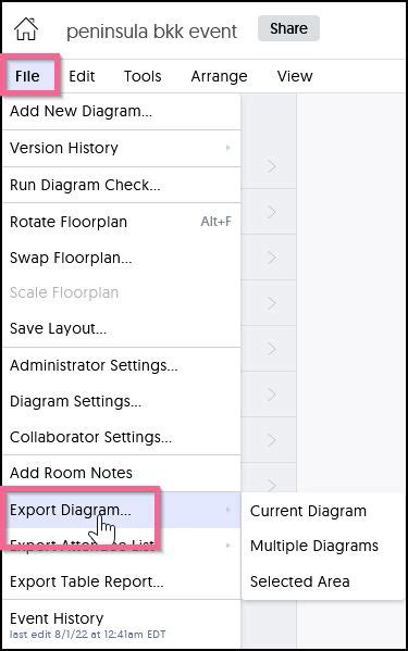 Exporting And Printing Event Diagrams