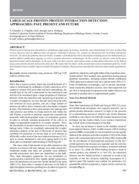 Pdf Large Scale Protein Protein Interaction Detection Approaches