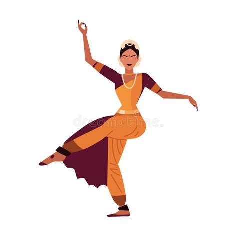 Indian Woman Dancing The Bharatanatyam Stock Vector Illustration Of