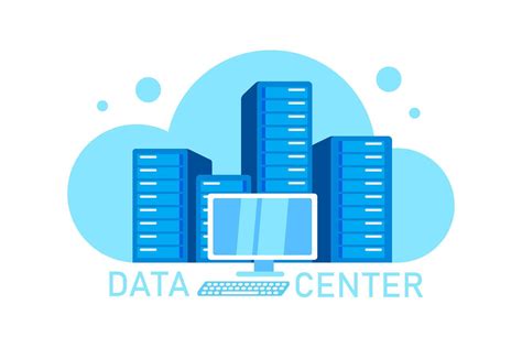 Vector Illustration Of A Cloud Data Center In Cartoon Flat Style