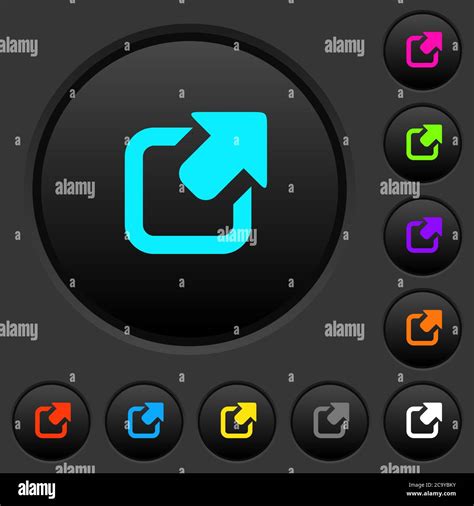 Export Symbol With Upper Right Arrow Dark Push Buttons With Vivid Color