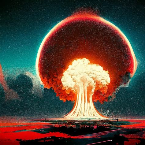Explosion Dune Bombe Nucléaire Dans La Ville Concept De Test Darme De
