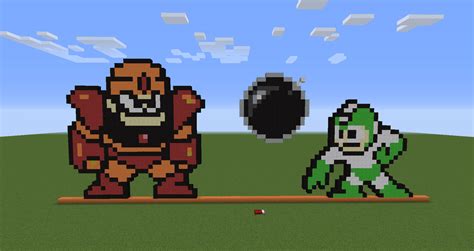 Minecraft Pixel Art Mega Man Vs Guts Man By Dueldude42 On Deviantart
