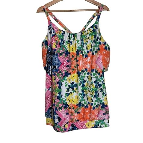 Cacique Swim Swim By Cacique One Piece Floral High Neck Swimdress