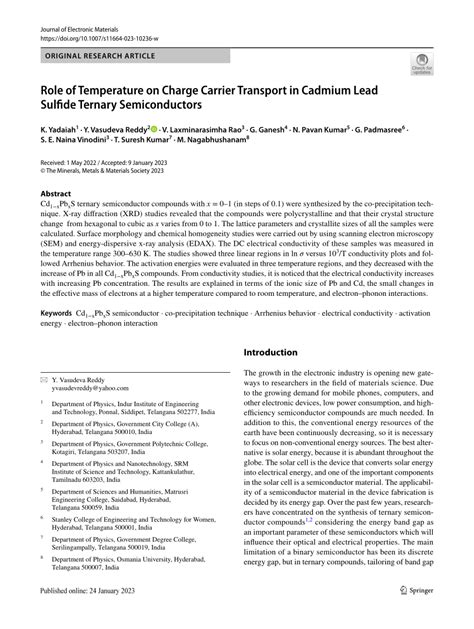 PDF Role Of Temperature On Charge Carrier Transport In Cadmium Lead
