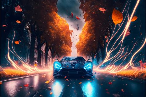 Premium Photo Sports Car Wallpaper Lightning Falling Speed Concept