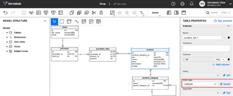Tip 4 How To Make A Column Unique Vertabelo Database Modeler