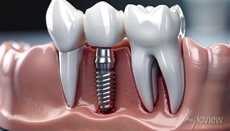 Cross Section Of A Jaw Dental Implant Detailed Schematic Illustration Wall Mural • Murals