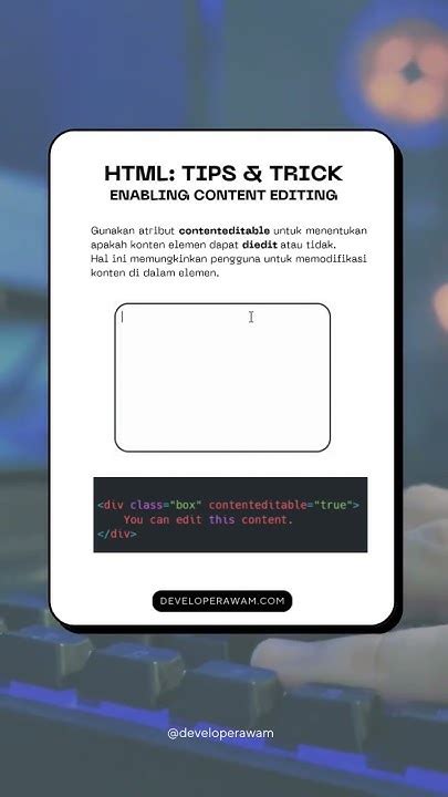 Html Tips And Trick Enabling Content Editing Html Html5 Css3 Css
