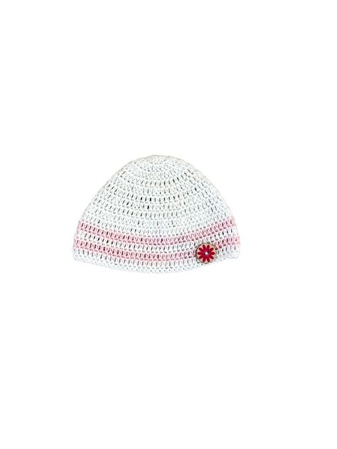 Gorrita Crochet Blanco Y Rosa Genuino