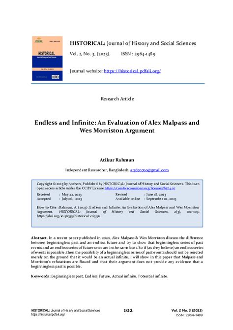 Pdf Endless And Infinite An Evaluation Of Alex Malpass And Wes