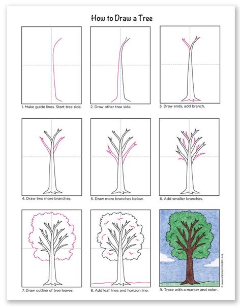 Easy How To Draw A Tree Tutorial Video And Tree Coloring Page