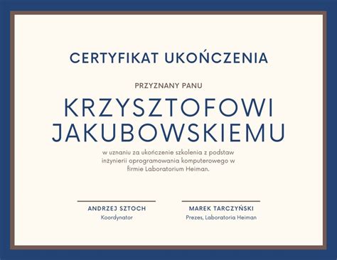 Szablony I Wzory Zaświadczeń I Dyplomów Ukończenia Kursu