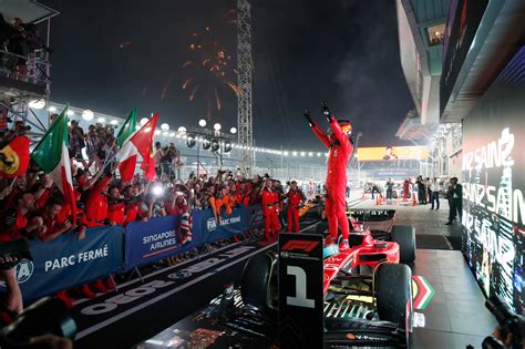 Carlos Sainz Ferrari Celebrates The Win Race 2023 Singapore Gp