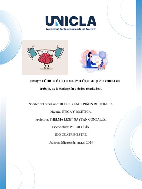 Ensayo Del Código Ético Del Psicólogo Pdf Psicólogo Sicología
