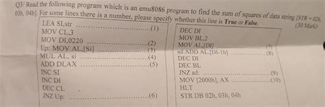 Q3 Read The Following Program Which Is An Emu8086