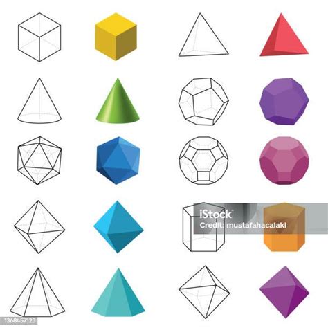 Three Dimensional Solids Set向量圖形及更多三稜鏡圖片 三稜鏡 固體 幾何圖形 Istock