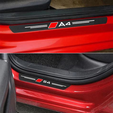 คาร์บอนไฟเบอร์รถประตู Sill Protector แถบสติ๊กเกอร์สำหรับ Audi A3 8v 8p