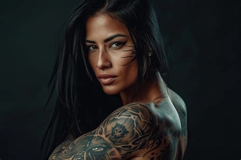 Premium Photo Confident Latin American Woman With Muscular Body