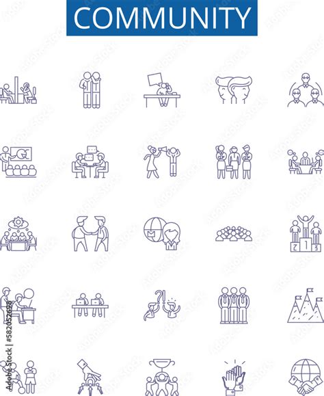 Community Line Icons Signs Set Design Collection Of Society Fellowship Network Clan