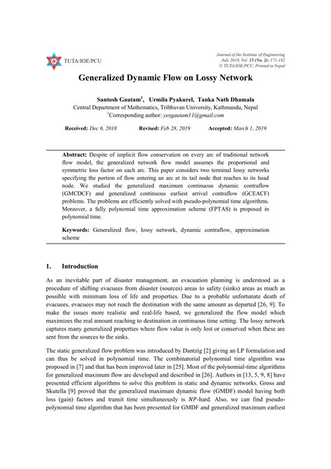 Pdf Generalized Dynamic Flow On Lossy Network