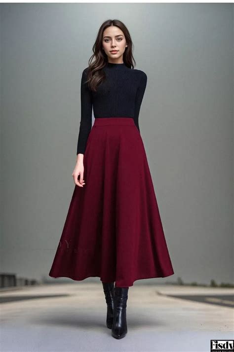 Fisdy Womens High Waisted Maxi Skirt With Cascading Flare And Solid