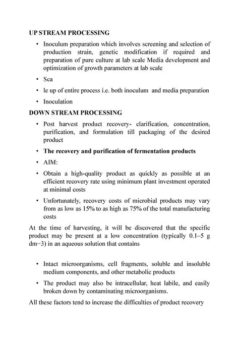 Up Stream Processing Up Stream Processing Inoculum Preparation Which