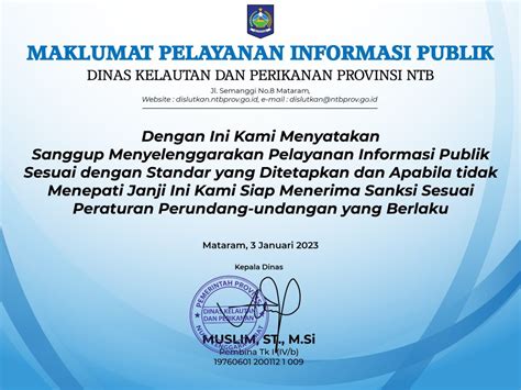 Maklumat Pelayanan Dislutkan Ntb