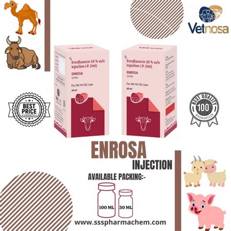 Enrofloxacin Injection Enrosa Injection Packaging Type Bottle