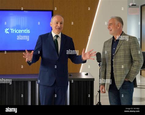 Taoiseach Micheal Martin Left With Darren Beck Cheif Marketing