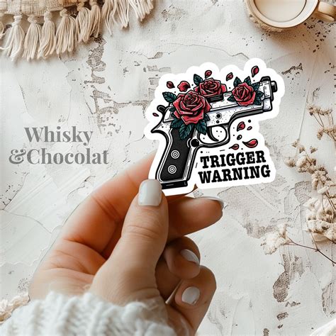 Trigger Warning Gun Sticker Dark Romance Smut Romance Spicy Book Club Book Stickers Matte
