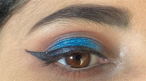 Peach And Blue Glitter Eye Makeup Blue Glitter Eyeshadow Tutorial