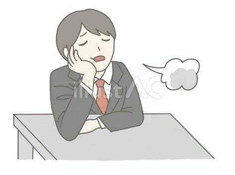 頬杖で溜息をつくスーツの男性イラスト No 24191964／無料イラストフリー素材なら「イラストac」