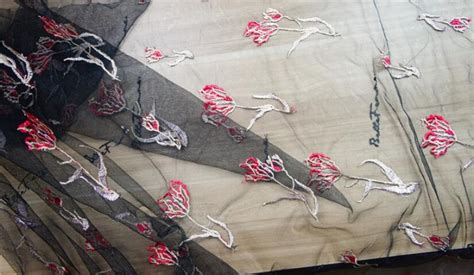Red Rose Lace Fabric Romantic Rose Tulle Fabric With Letter Etsy
