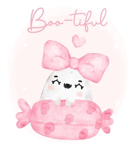 Premium Vector Cute Happy Smile Pink Halloween Ghost Trick Or Treat