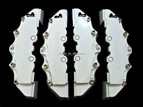 White Brembo Style Brake Caliper Covers Kit Pcs Front Rear Ebay