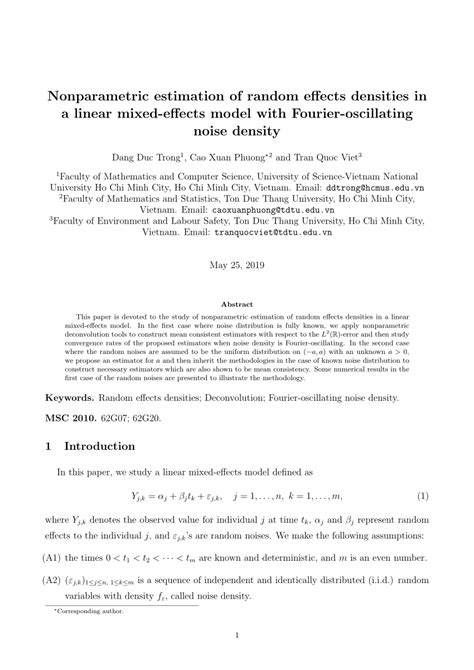 Pdf Nonparametric Estimation Of Random Effects Densities In A Linear