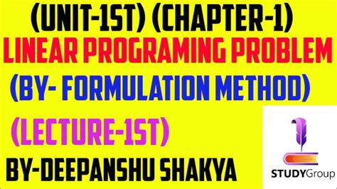 Linear Programming Problem B S C Rd Year Math S Lecture Formulation Method LPP In Hindi