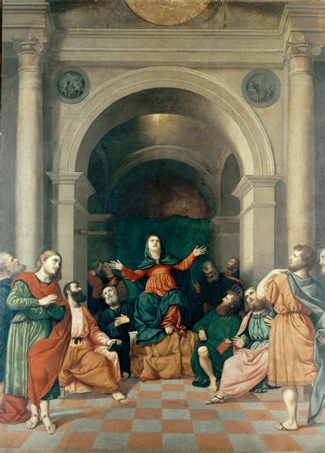 Сошествие Святого Духа на апостолов в день Пятидесятницы картина — Парис Бордоне