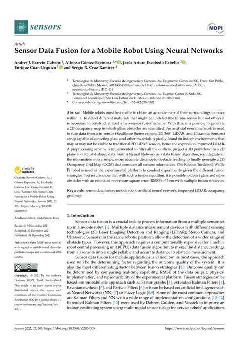 pdf sensor data fusion for a mobile robot using neural networks