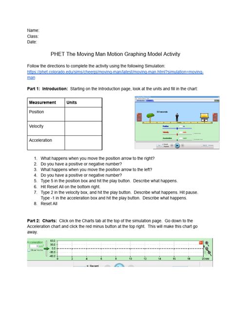 Moving Man Simulation Activity Guide Pdf Acceleration Games