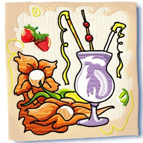 Cocktail Time Glasses Machine Embroidery Pams Embroidery Designs